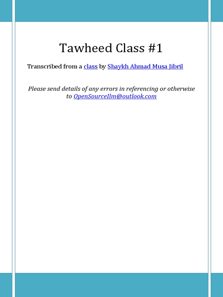 Introduction to Tawheed Principles | PDF | Tawhid | Hadith