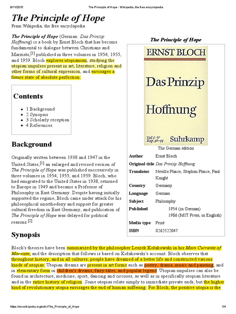 Bloch-Principle of Hope summary | Philosophical Movements | Metaphysics