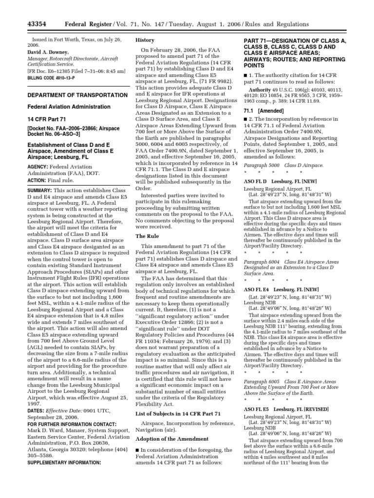 Class D and E Airspace at Leesburg, FL | PDF | Federal Aviation ...