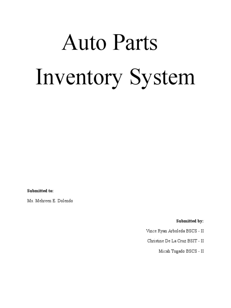 Auto Parts Sales & Inventory System | PDF | Inventory | Warehouse