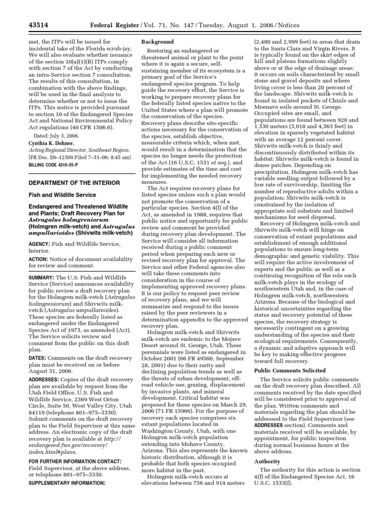 Notice: Endangered and Threatened Species: Incidental Take Permits ...