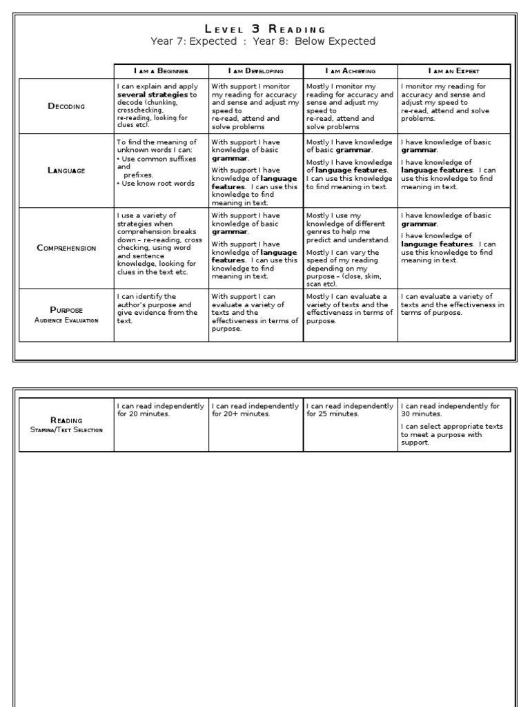Level 3 Reading PDF Reading Comprehension Reading Process 