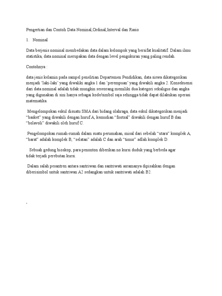 Pengertian Dan Contoh Data Nominal | PDF