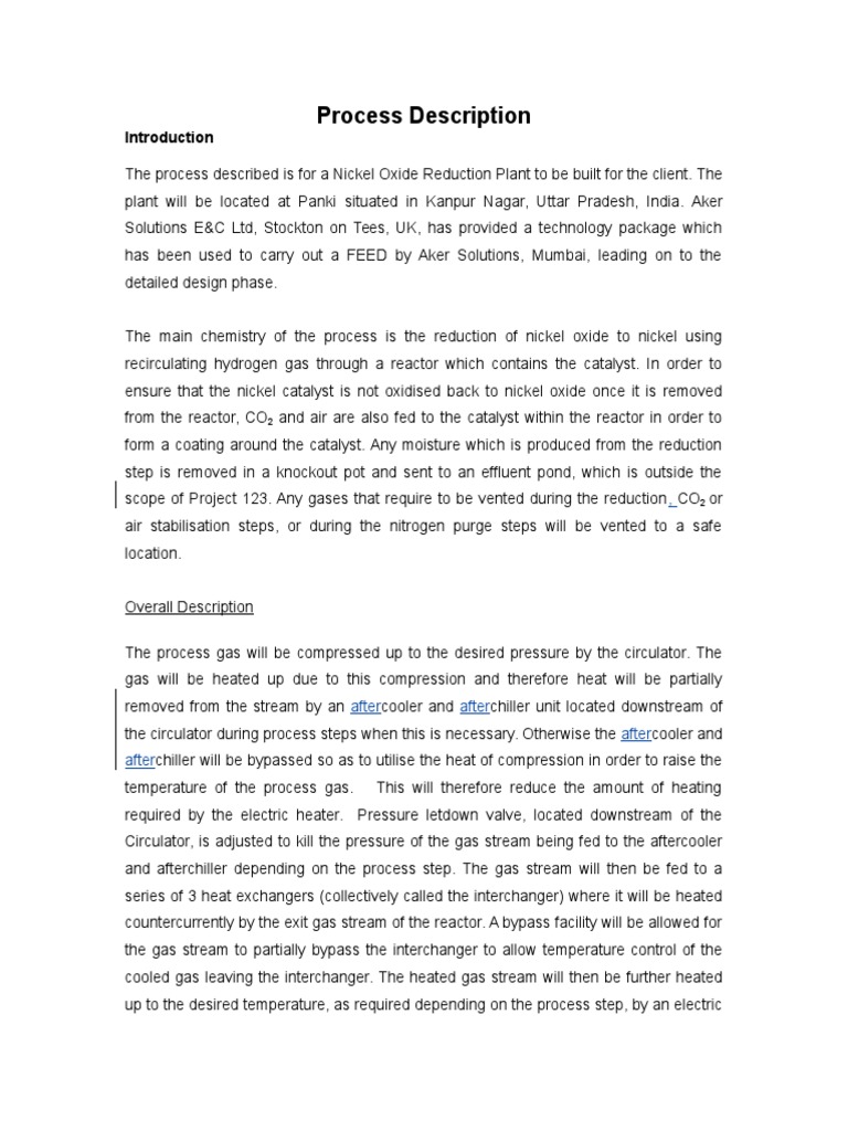 Process Description | PDF | Carbon Dioxide | Redox