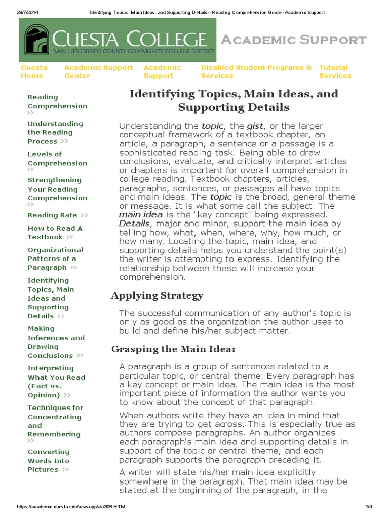 Mastering the Essentials of Effective Reading: Identifying Topics, Main ...