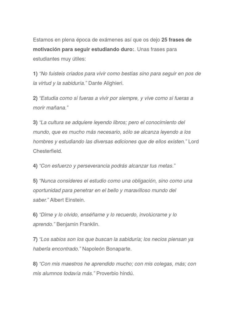 Frases Motivadoras para Estudiantes | PDF | Science | Ciencia filosófica