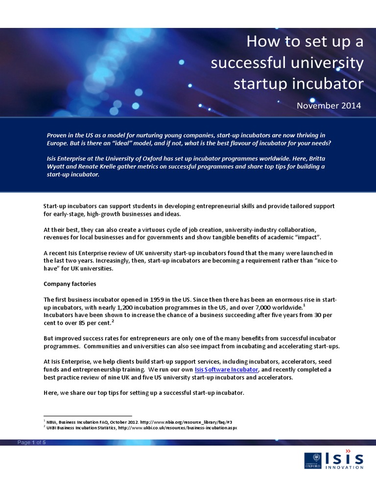 How To Set Up A Successful University Start Up Incubator Rk2 | PDF ...