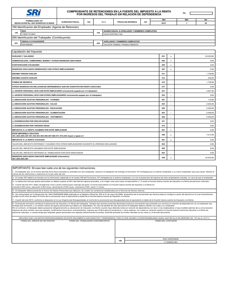 Formulario 107 | PDF