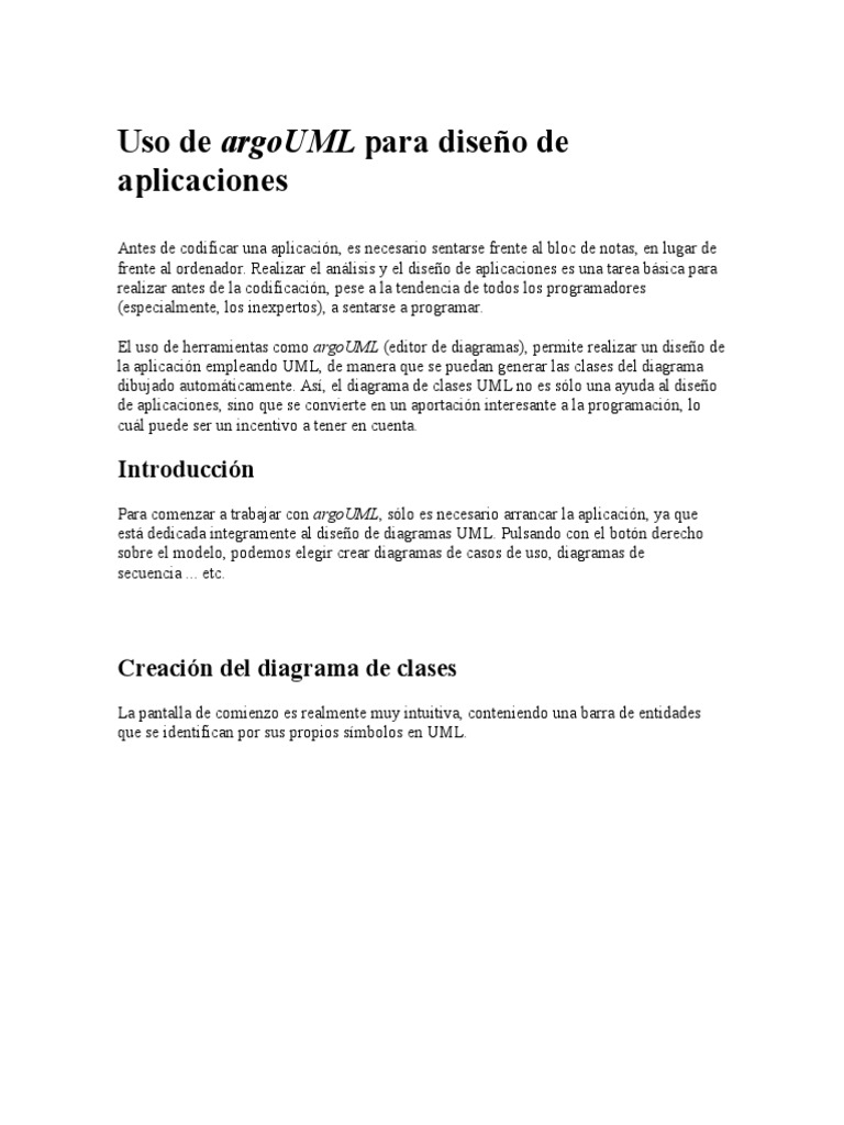 Uso de argoUML para Diseño de Aplicaciones | PDF | C ++ | Áreas de informática