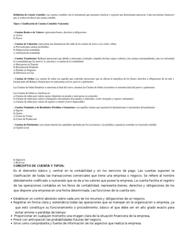 Definición de Cuenta Contable | Contabilidad | Negocios económicos