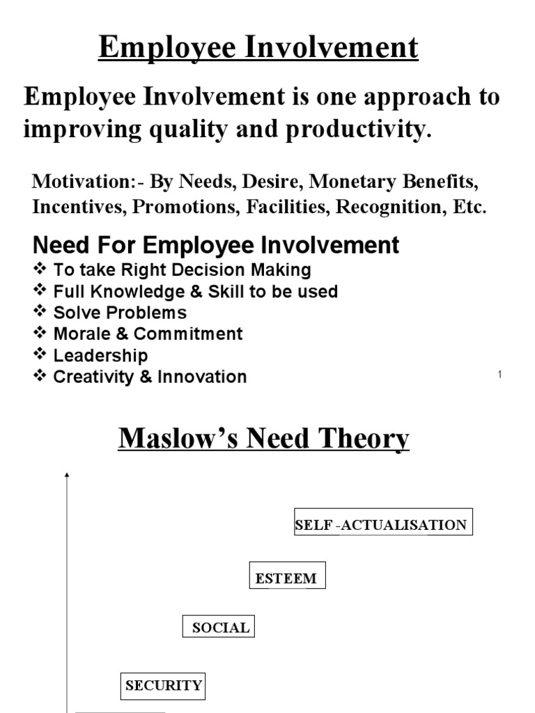TQM - Employee Involvement | PDF | Motivation | Motivational