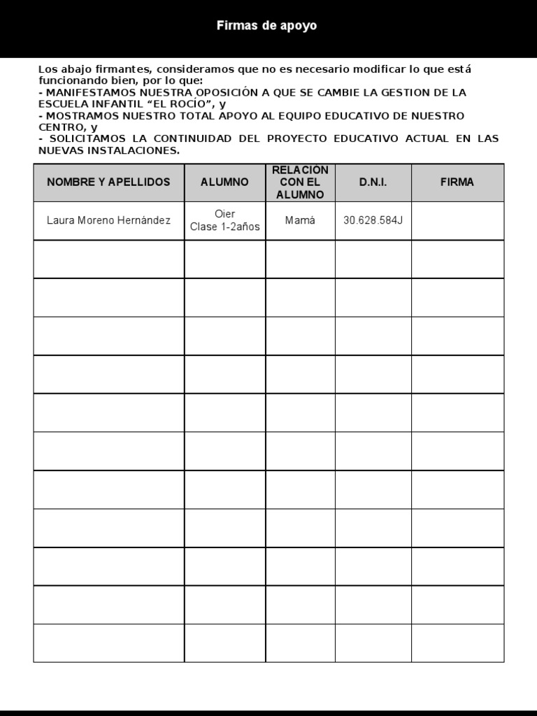 Hoja de Firmas de Apoyo Escolar | PDF