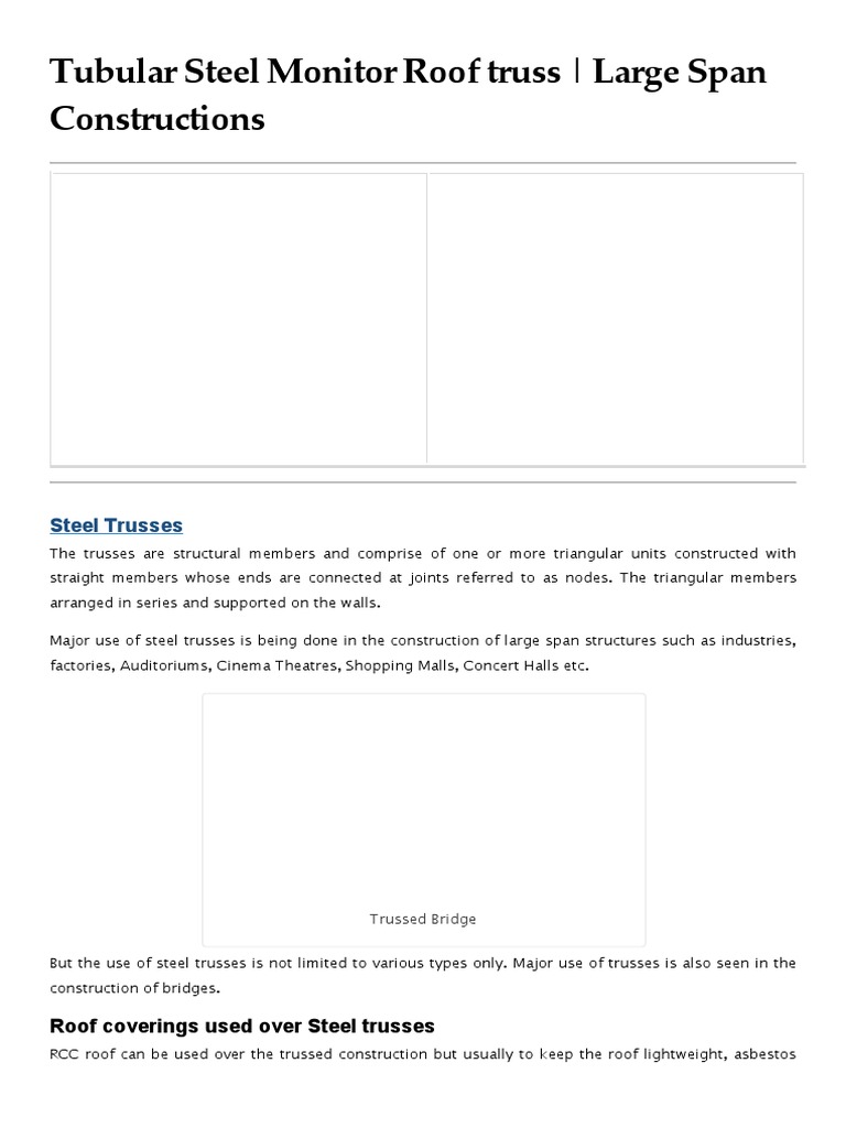 Tubular Steel Monitor Roof Truss - Large Span Constructions - Civil ...