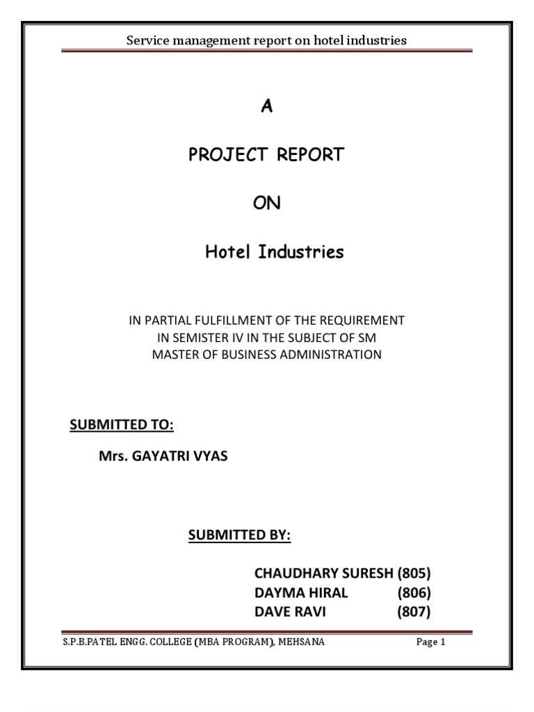 Report On Hotel Industries | PDF | Hotel | Tourism