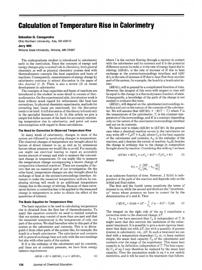 Temperature Rise Calculation in Calorimetry | PDF | Calorimetry | Heat