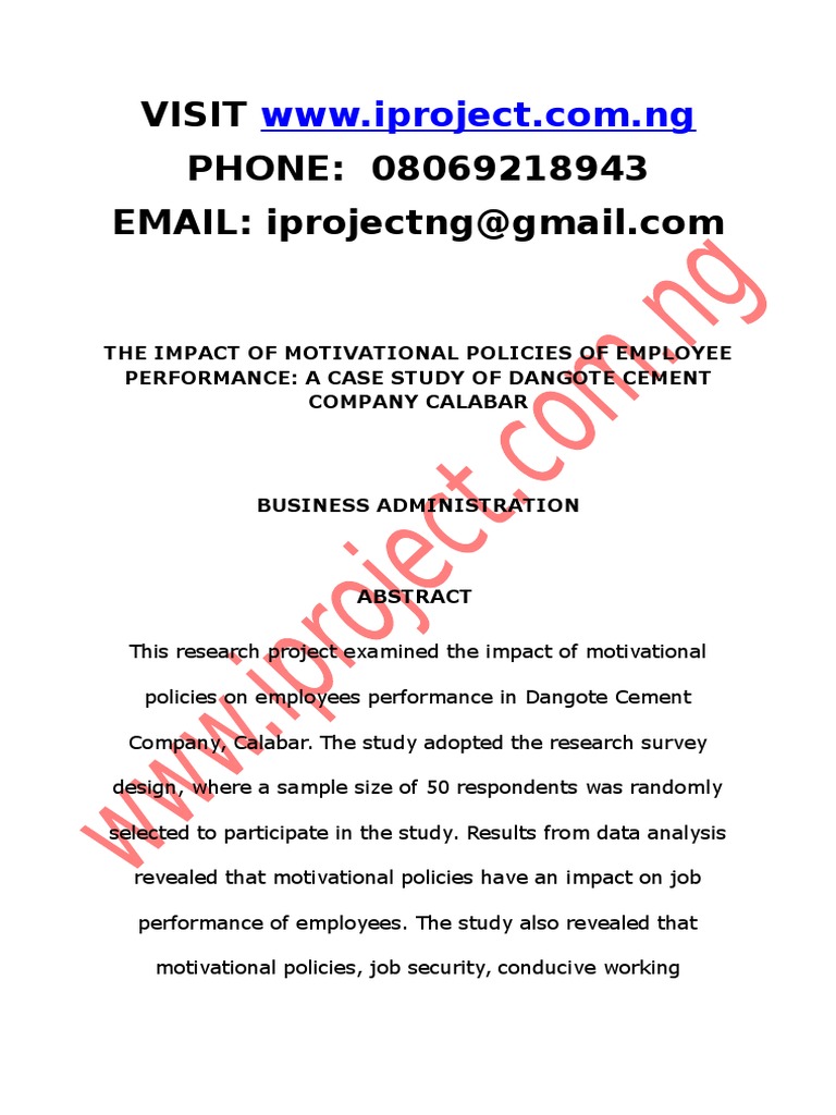The Impact of Motivational Policies of Employee Performance | PDF ...