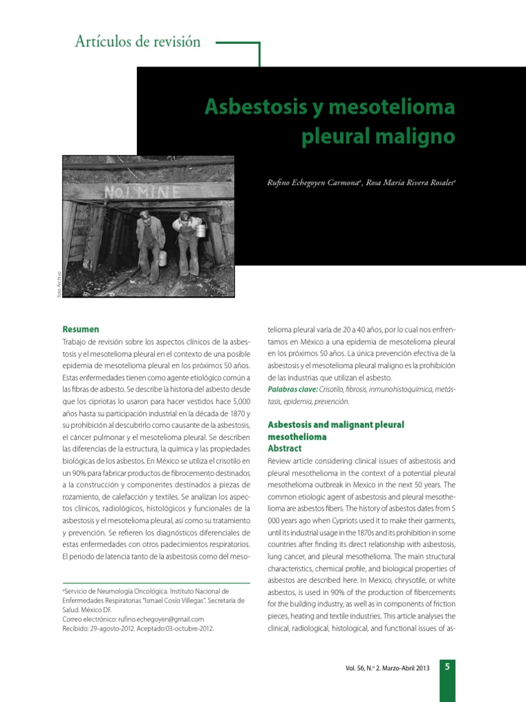 Abestosis y Mesotelioma Pleural Maligno | PDF | Amianto | Cáncer de pulmón