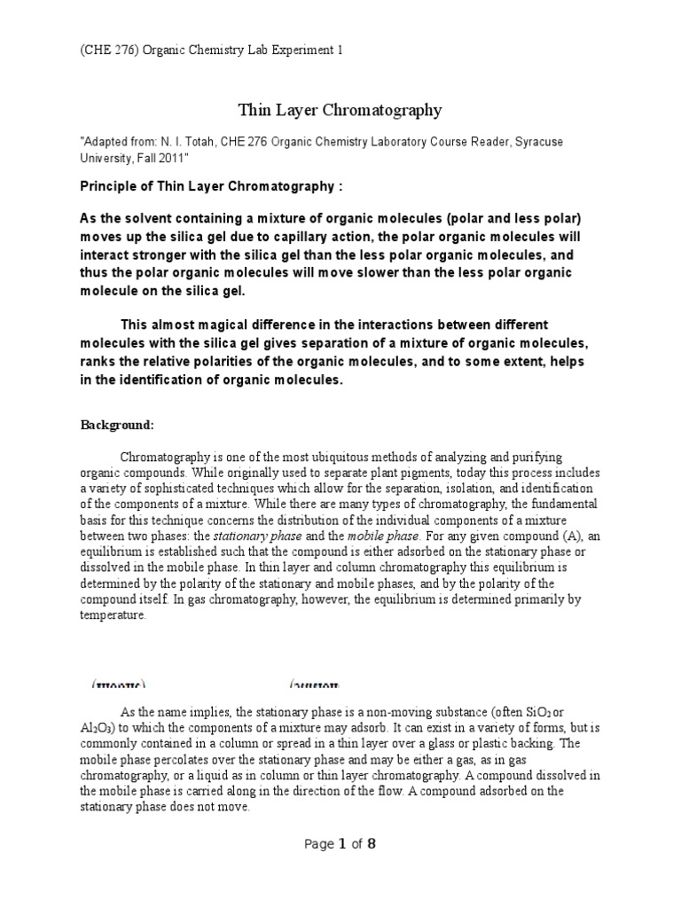 Thin Layer Chromatography Manual | Download Free PDF | Thin Layer ...