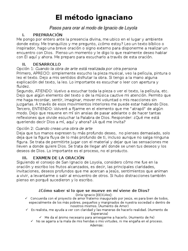 El Método Ignaciano | PDF | Oración | Dios