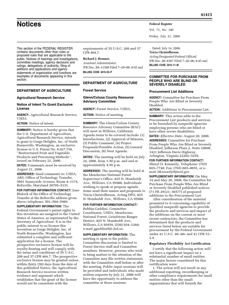 Notice: Procurement List Additions and Deletions | PDF | United States ...