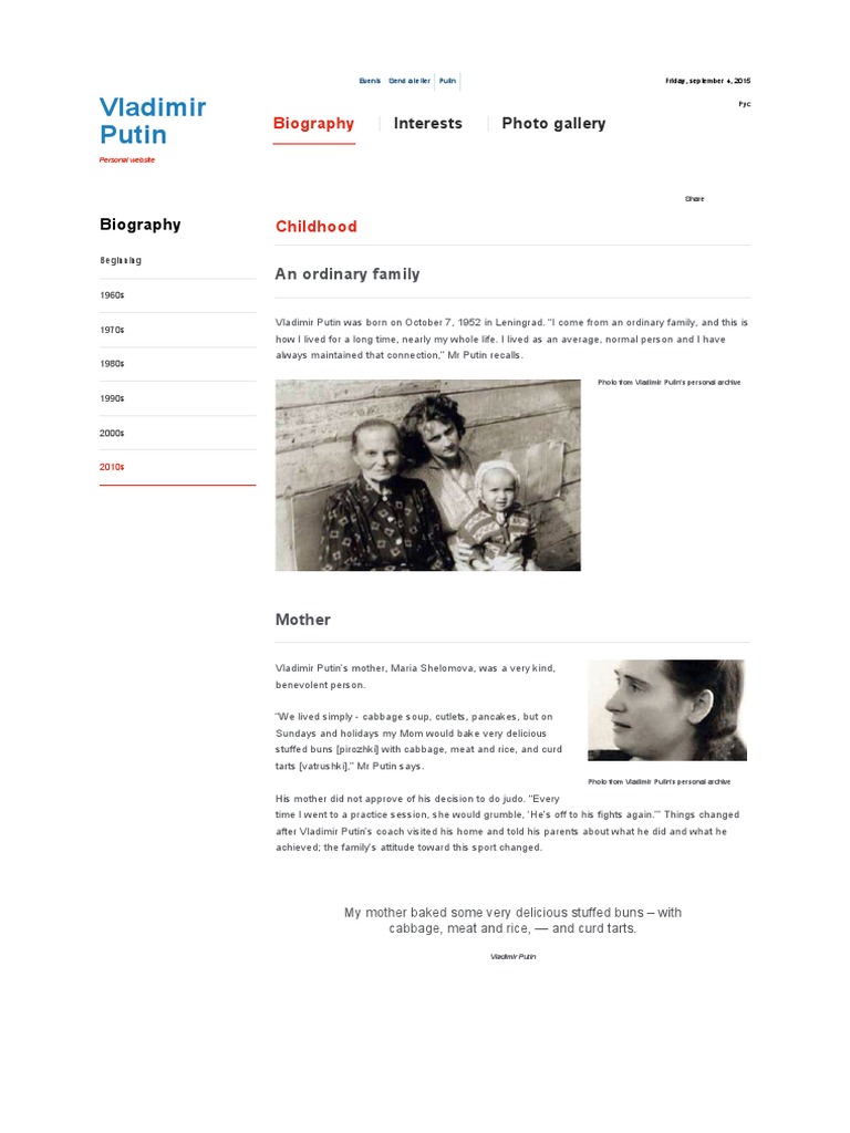 Vladimir Putin's Early Life and Career | PDF | Vladimir Putin | World ...