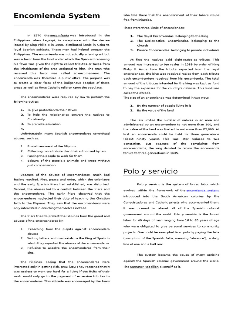 Encomienda System | PDF | Religion And Belief