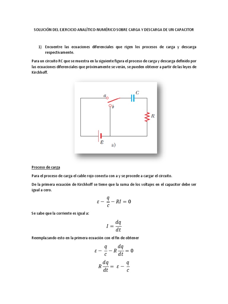 Carga y Descarga de Un Capacitor | PDF | Condensador | Ecuaciones