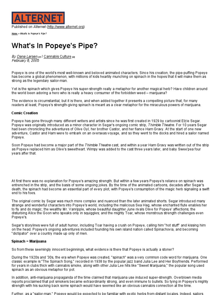 What's in Popeye's Pipe - Cannabis | PDF | Cartoon