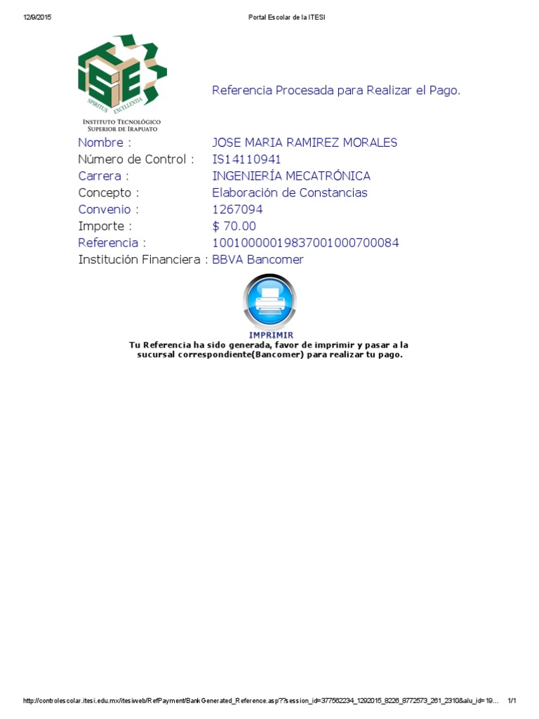 Portal Escolar de La ITESI | PDF