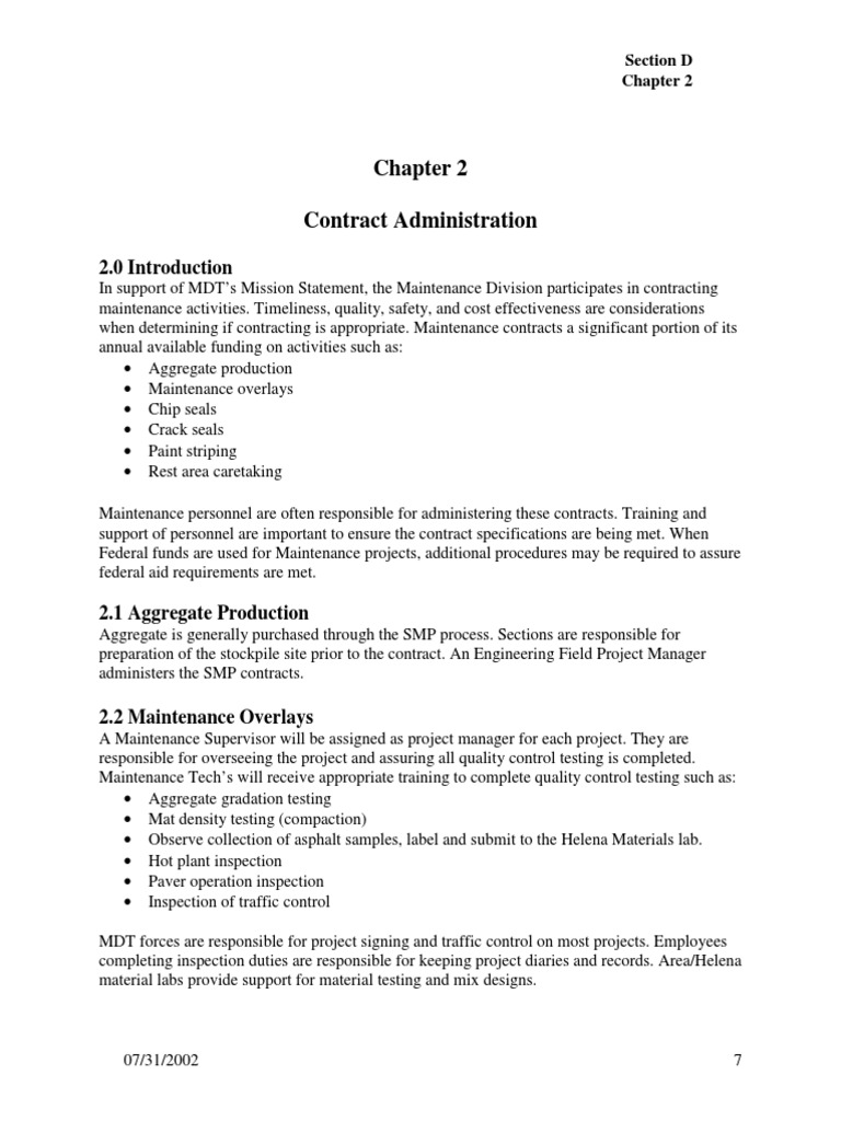 Contract Administration: Section D 2 | PDF | Transport | Business