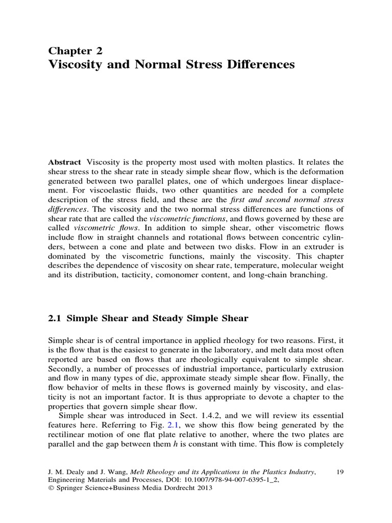 Chap2 Viscosity and Normal Stress Difference | PDF | Fluid Dynamics | Shear Stress