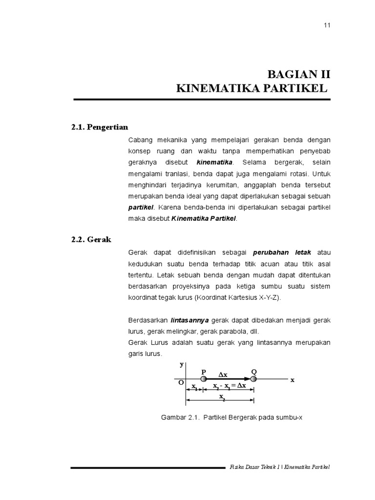 Fisika Dasar Bagian 2. Kinematika Partikel | PDF