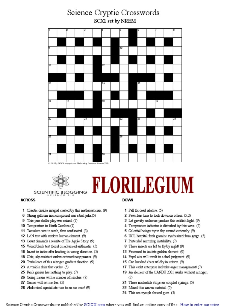 SCX1 Science Cryptic Crossword From SCICX | PDF | Nature