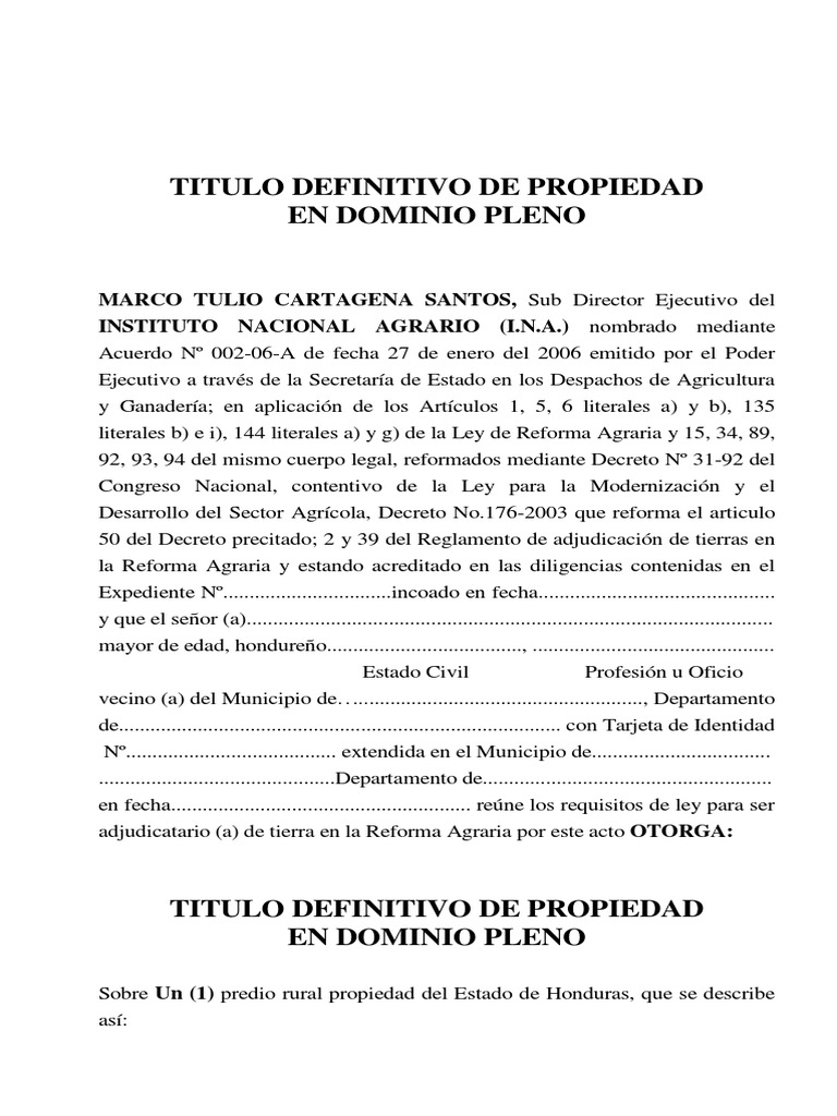 Formato Titulo Propiedad | PDF