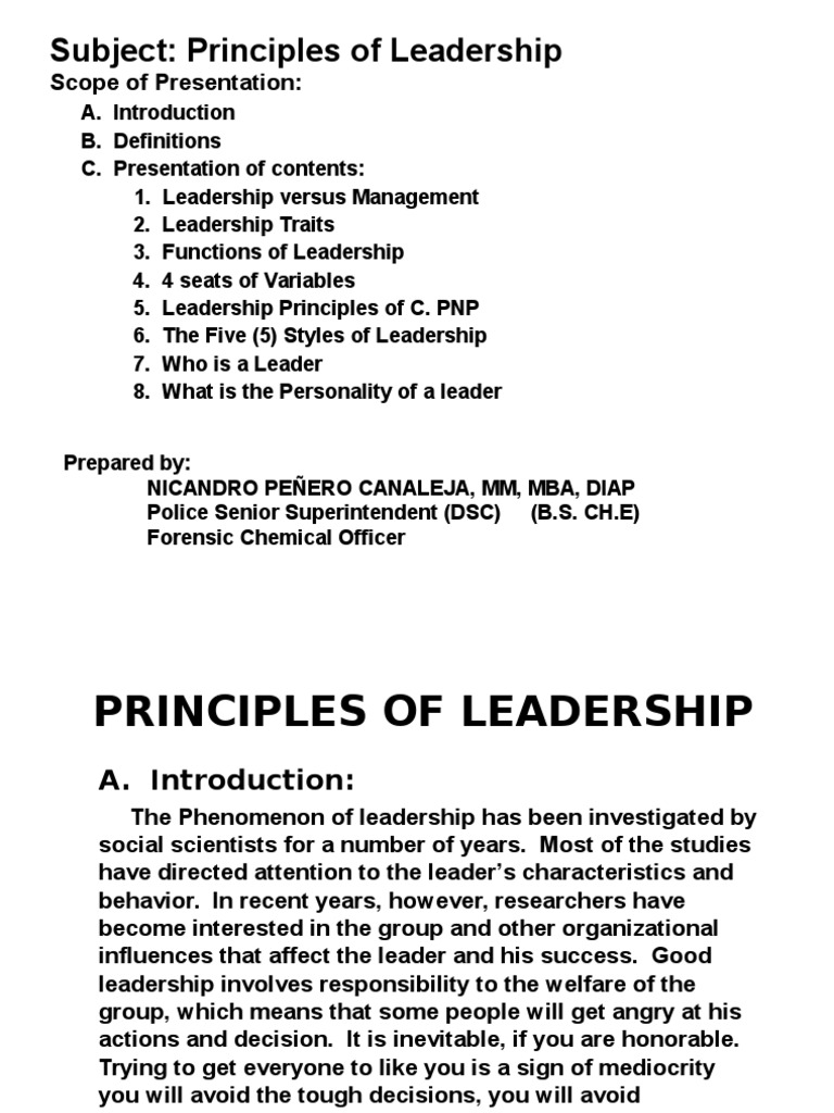 Principles of Leadership | PDF | Leadership | Science