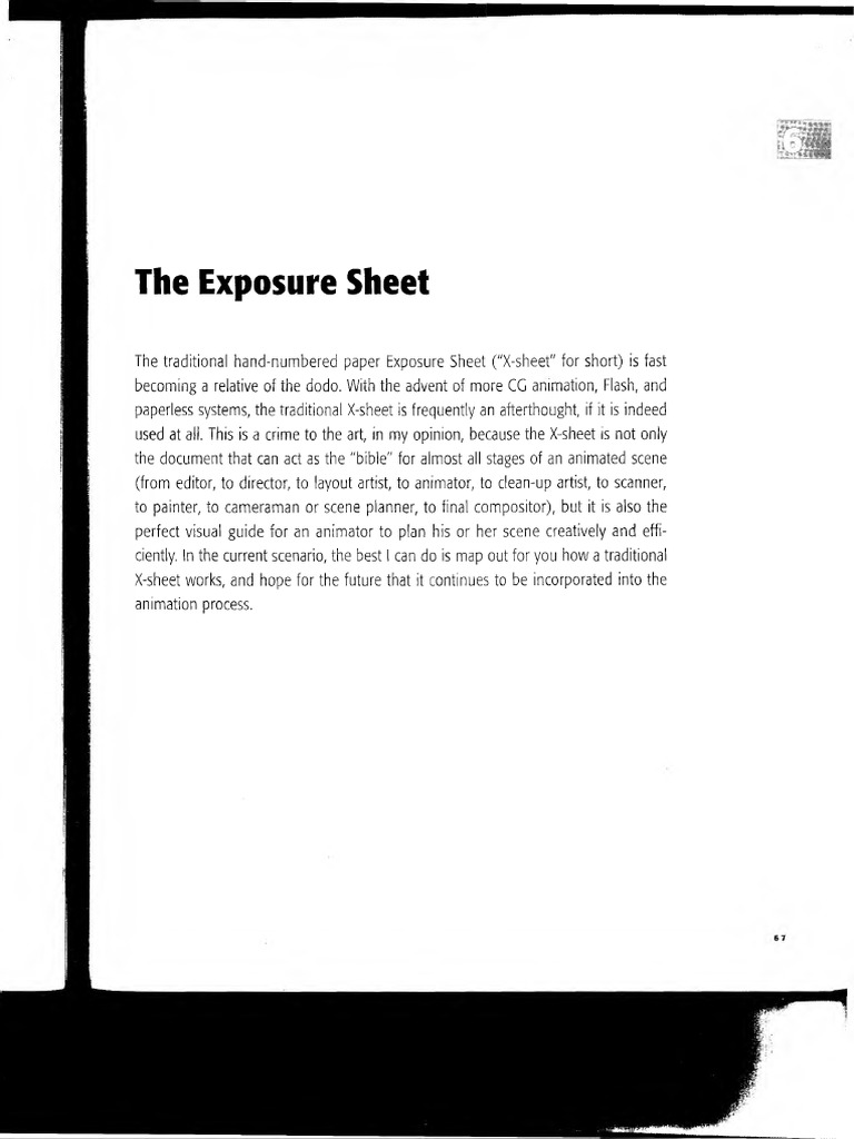The Exposure Sheet | PDF | Animation | Camera
