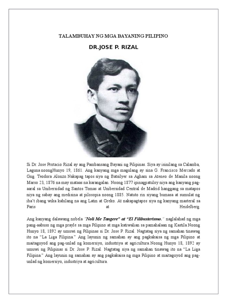 Talambuhay Ng Mga Bayaning Pilipino Talambuhay Ng Mga