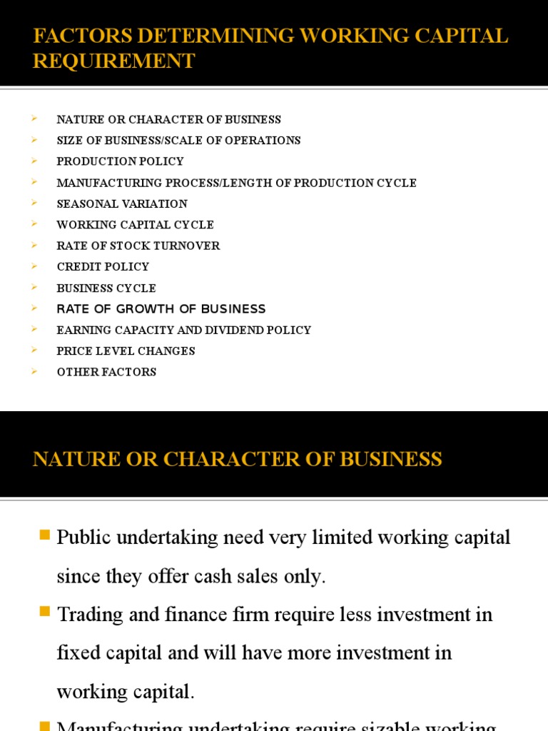 Factors Affect Factors Affecting Working Capitaling Working Capital ...