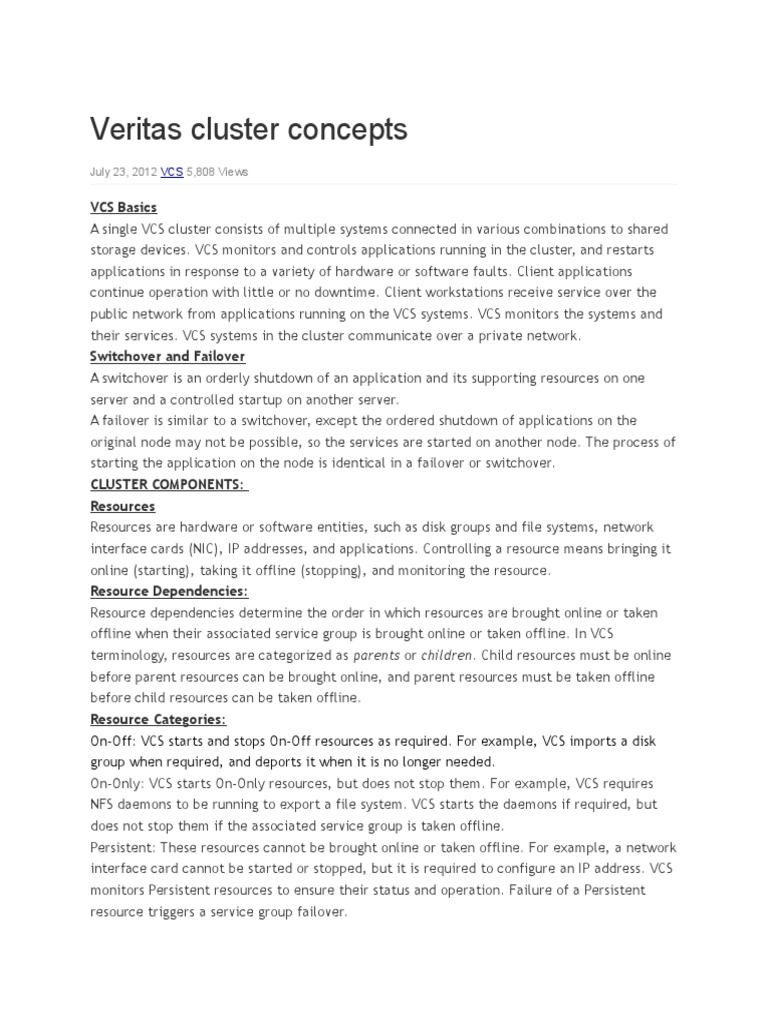 Veritas Cluster | PDF | Computer Cluster | Replication (Computing)