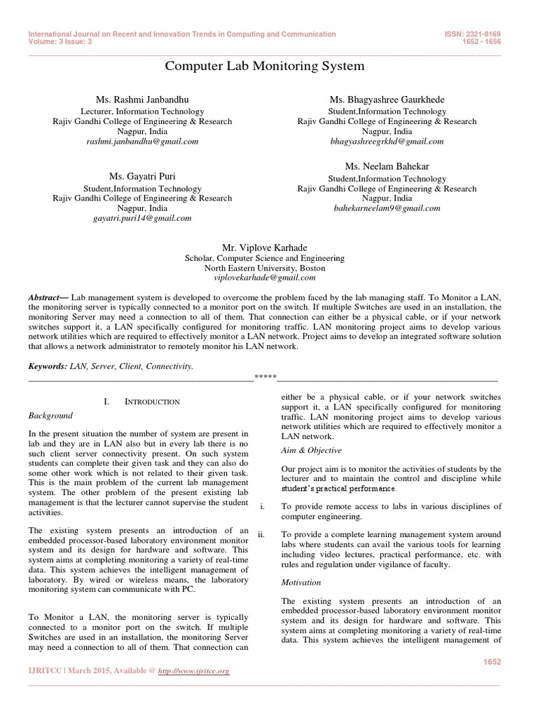 Computer Lab Monitoring System | PDF | Client–Server Model | Server ...
