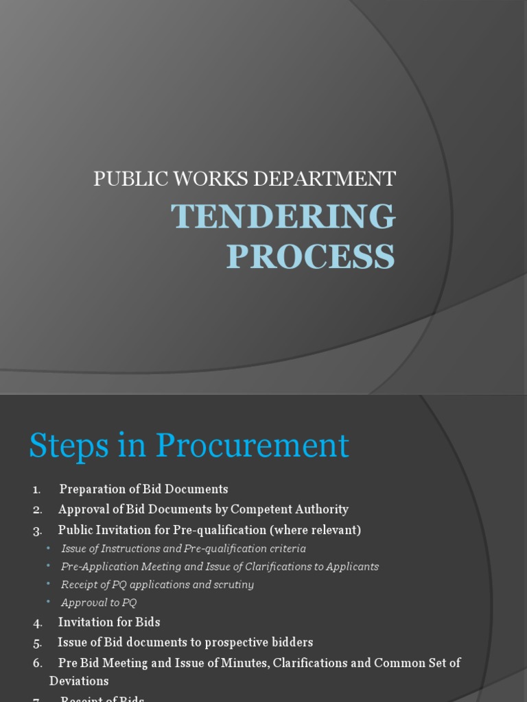 Tendering Process | PDF | Joint Venture | Construction Bidding
