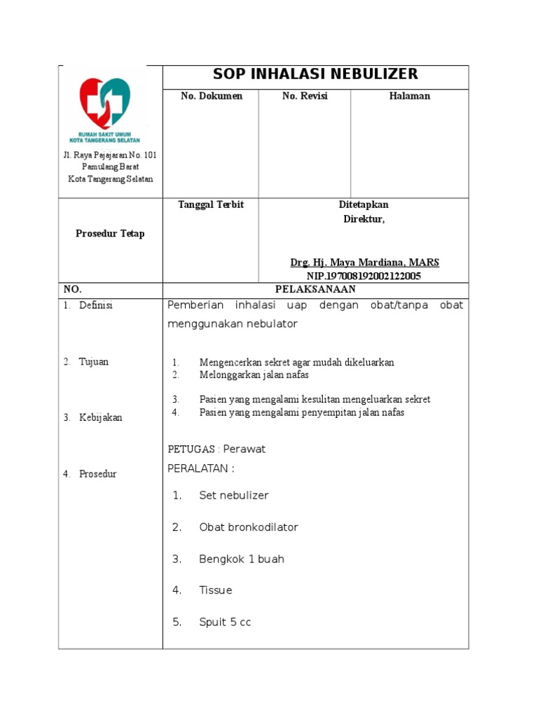SOP Pemasangan Nebulizer pada Anak | PDF