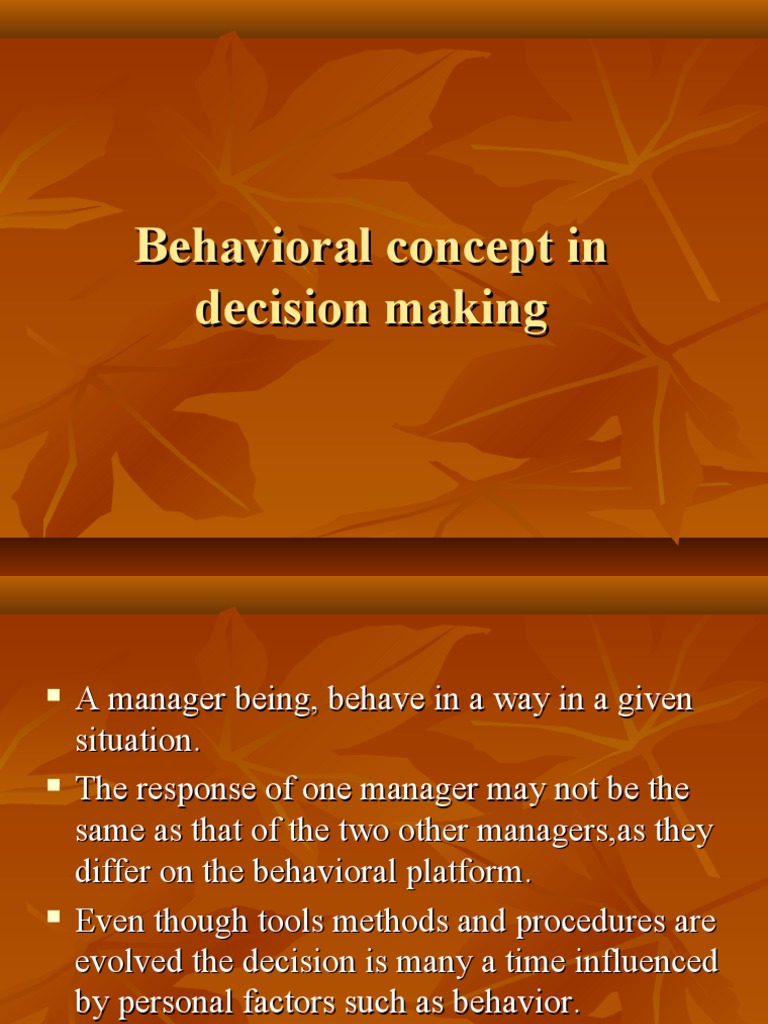 Behavioral Concept in Decision Making | PDF | Decision Making | Behavior