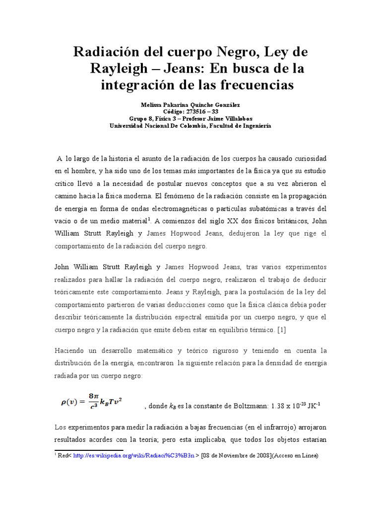 Radiacion Del Cuerpo Negro - Ley de Rayleigh - Jeans | PDF | Radiación ...