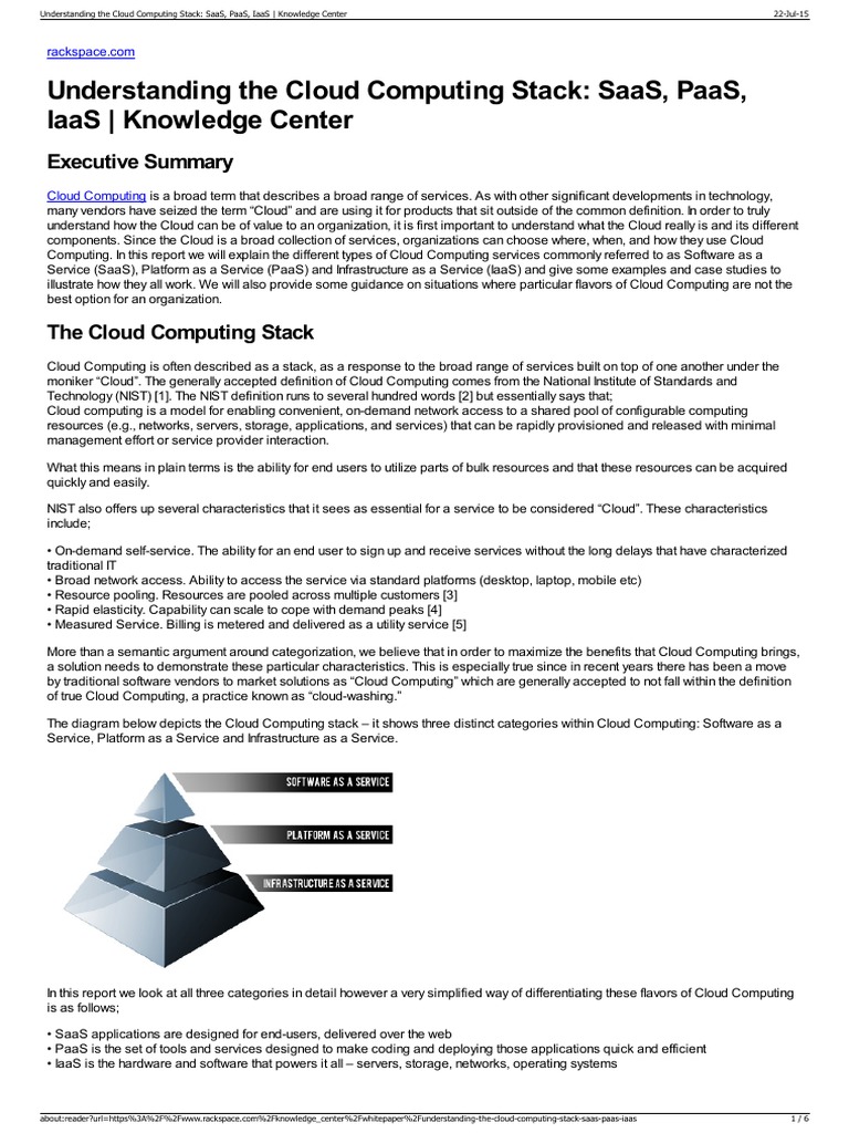 Understanding The Cloud Computing Stack SaaS, PaaS, IaaS | PDF ...