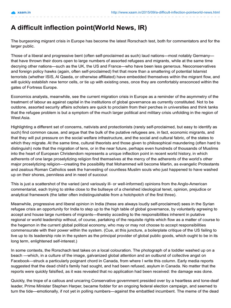 Difficult Inflection PointWorld News IR | PDF | Immigration | European ...
