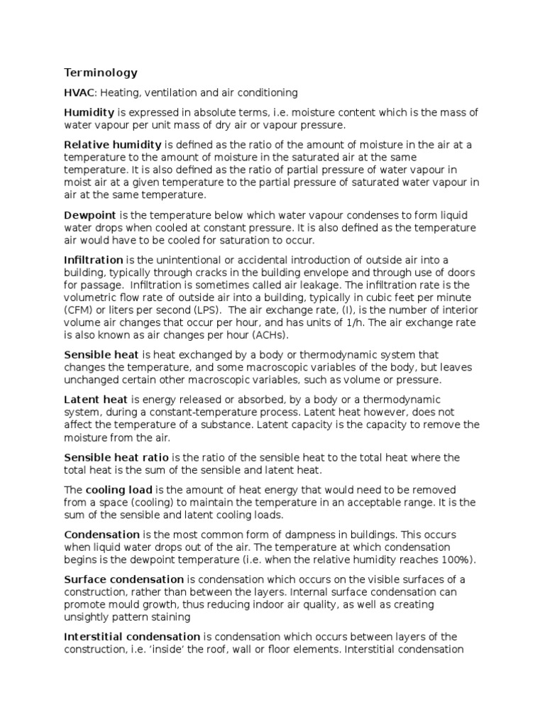 Terminology of HVAC Terms | PDF | Heat | Hvac