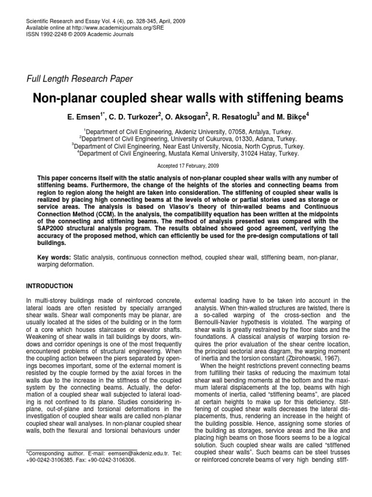 Coupled Shear Wall Design | PDF | Bending | Beam (Structure)