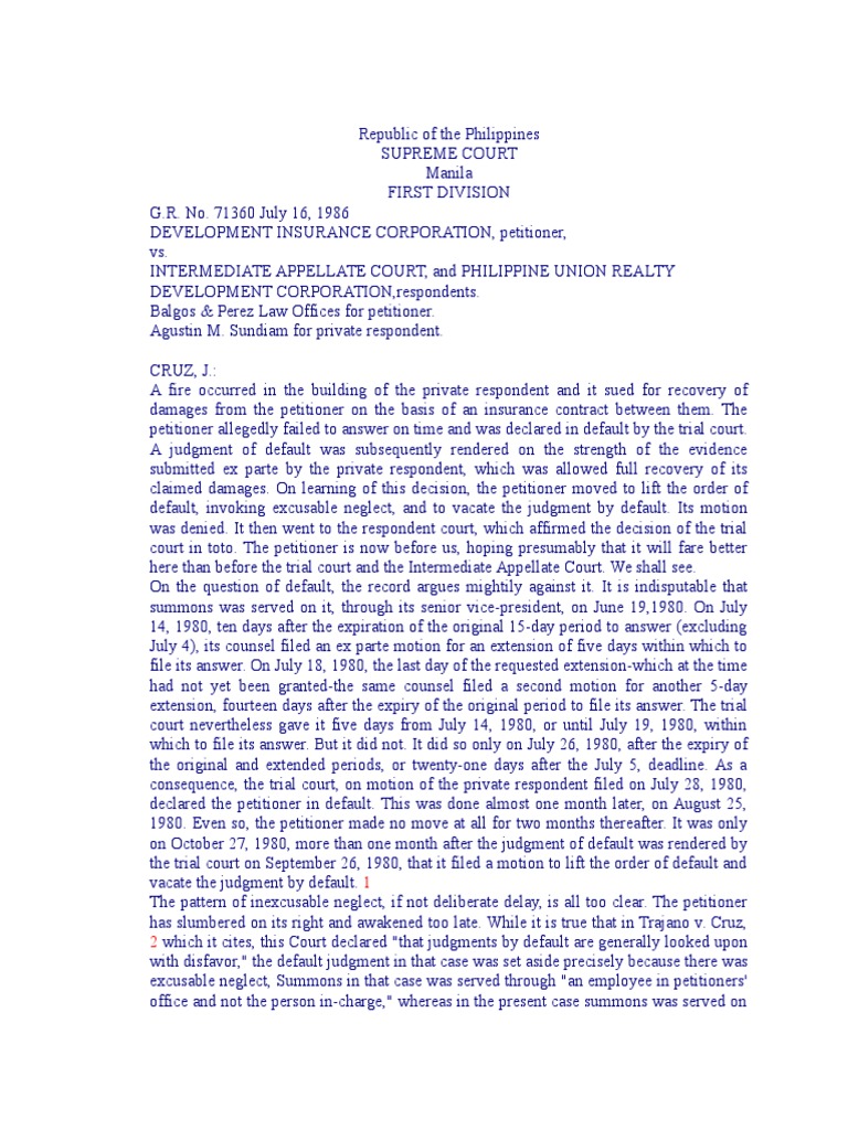 Dev. Ins. Corporation v. IAC, 143 SCRA 62 (1986) | PDF | Indemnity ...
