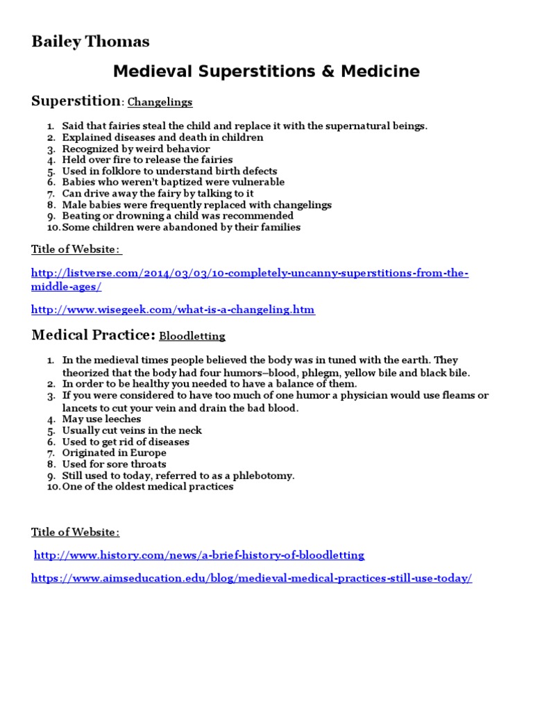 Medieval Superstitions and Medicine Explained | PDF | Wellness